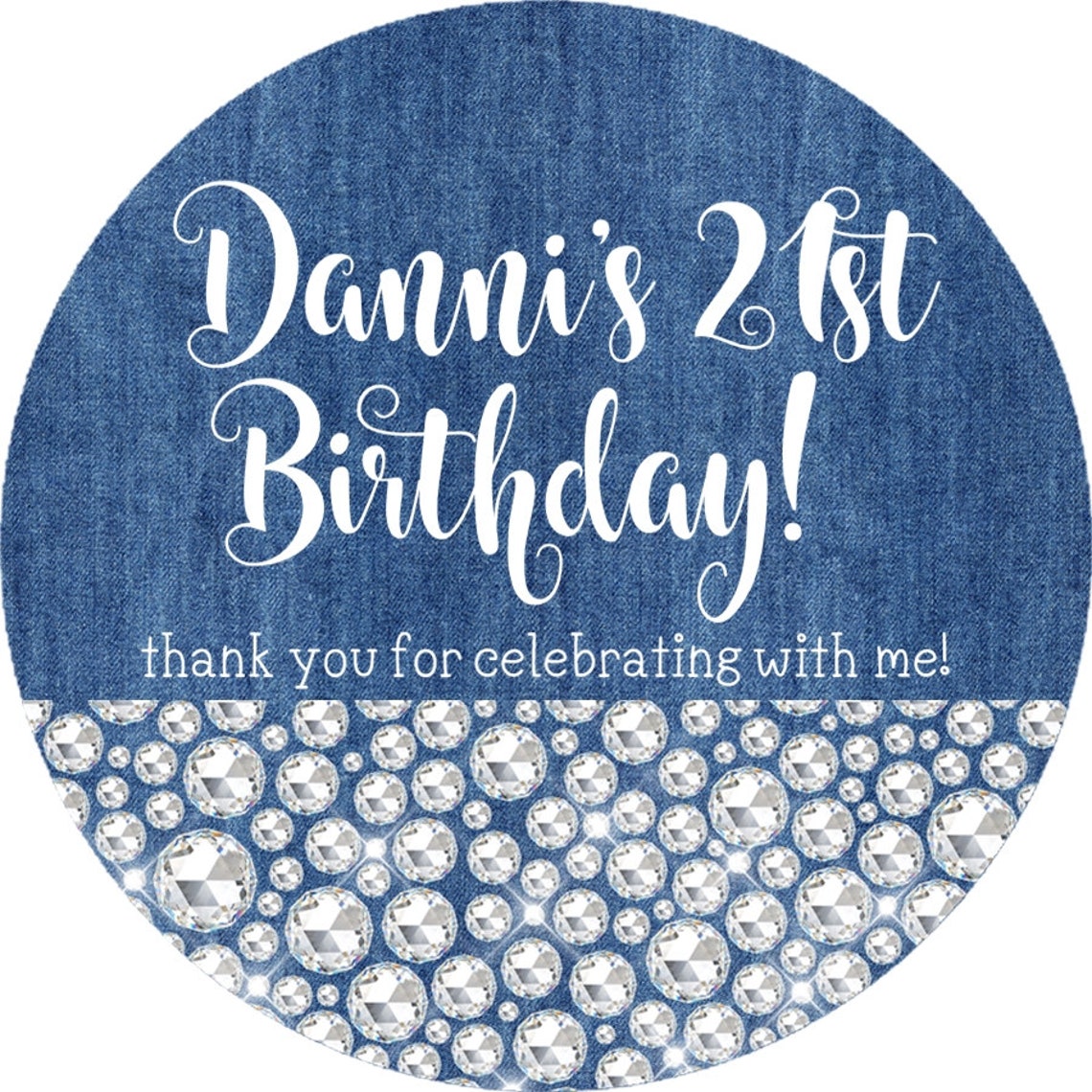 Denim & Diamonds Birthday Party Stickers or Favor Tags Denim | Etsy