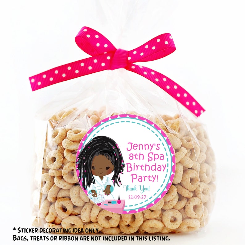 Spa Birthday Party Stickers or Favor Tags, Spa Birthday Decorations ...