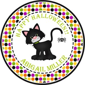 Black Cat Halloween Party Stickers or Favor Tags - Etsy