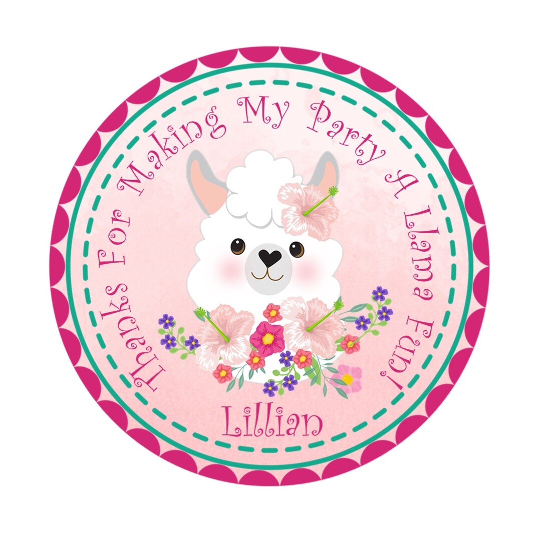 Llama Birthday Party Sticker Labels, Llama Party Stickers, Llama Party ...