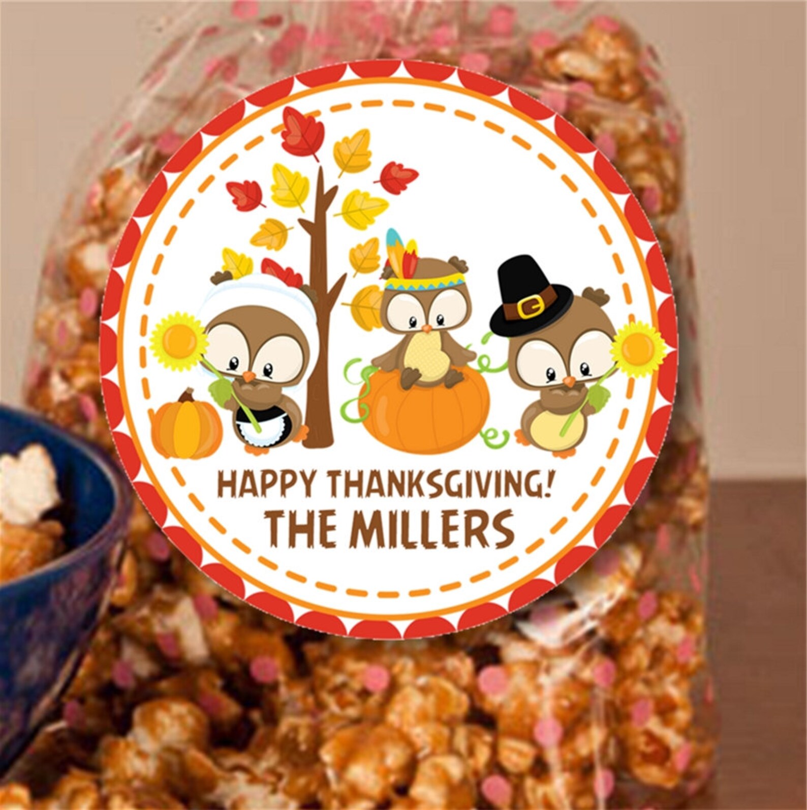 Thanksgiving Sticker Thanksgiving Favor Tags Happy - Etsy