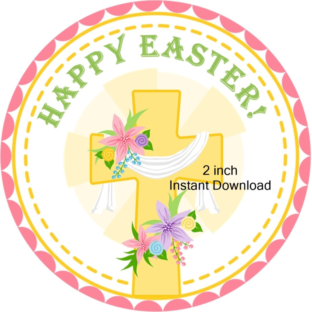 INSTANT DOWNLOAD Happy Easter Sticker Images 2 Inch Round - Etsy
