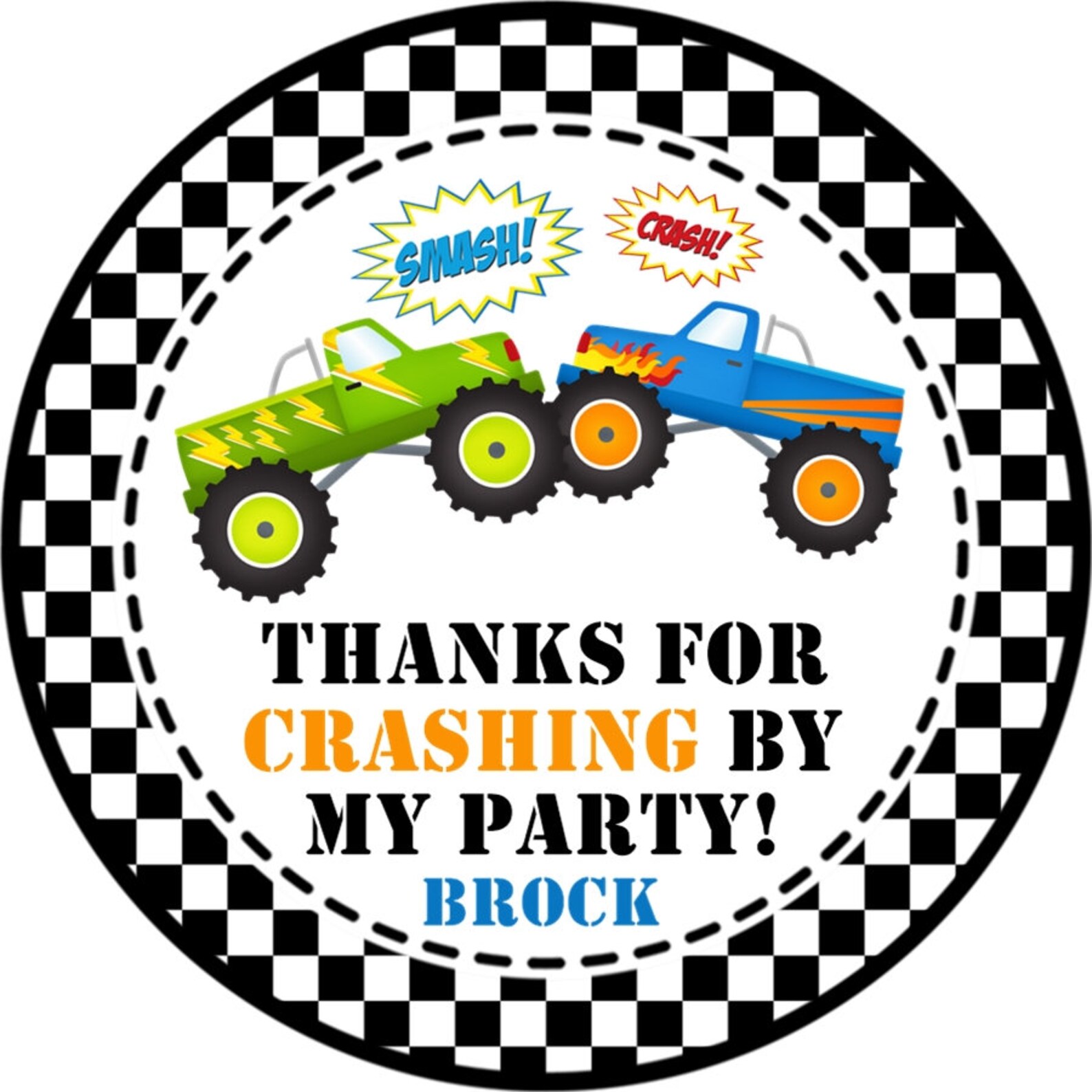 Monster Truck Birthday Party Stickers or Favor Tags Monster - Etsy