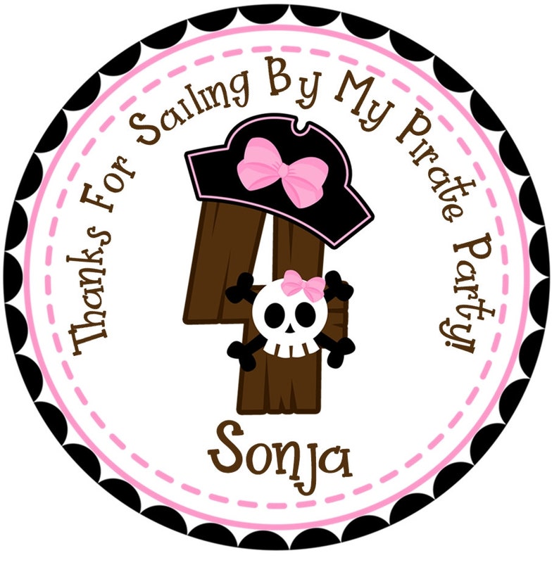 Girls Pirate Birthday Party Sticker Labels Personalized | Etsy