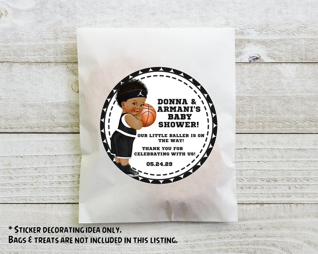 Boys Basketball Baby Shower Stickers, Basketball Baby Shower Favor Tags ...