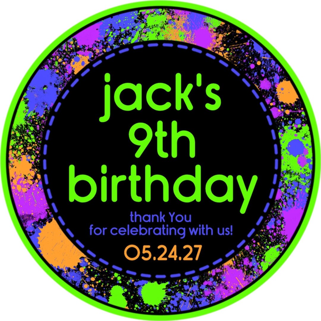 Paintball Birthday Party Stickers or Favor Tags Paintball - Etsy