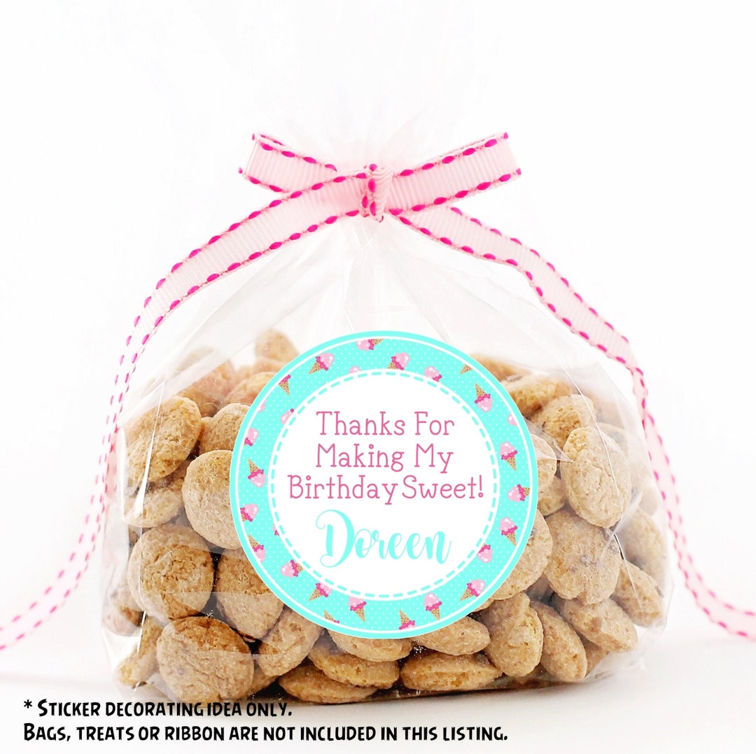 Ice Cream Birthday Party Stickers or Favor Tags, Summer Ice Cream ...