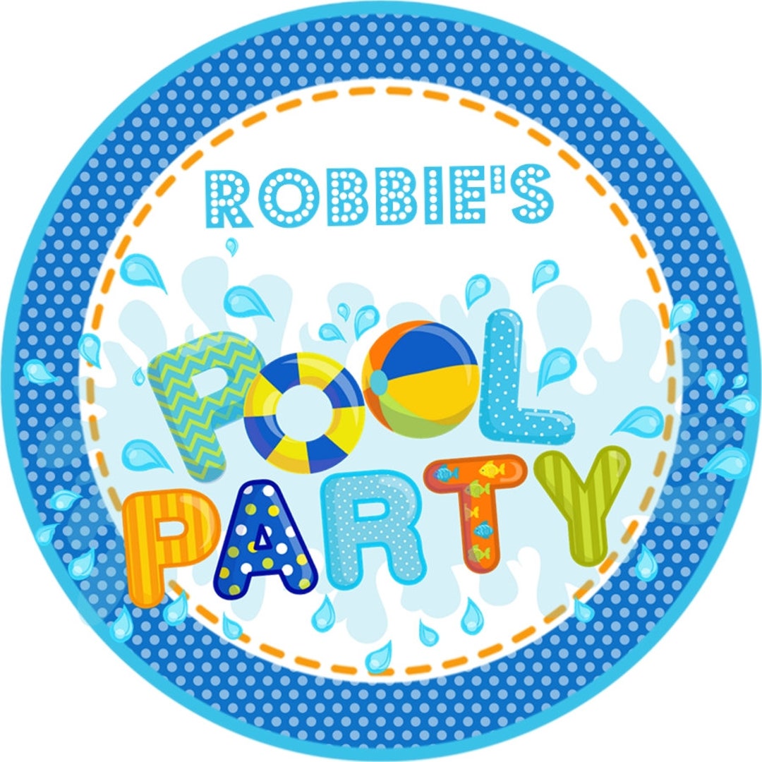Pool Party Stickers, Pool Birthday Party Favor Tags - Etsy