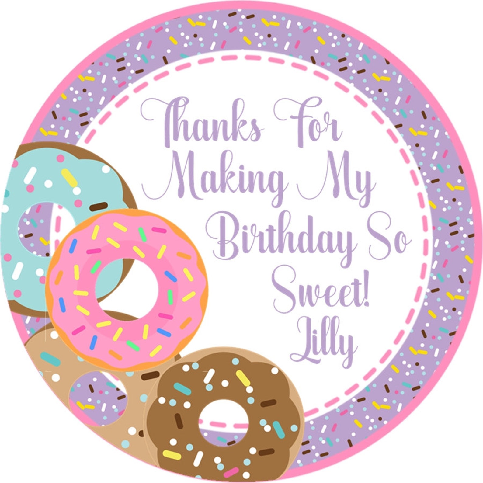 Donut Birthday Party Stickers or Favor Tags, Donut Birthday Party ...