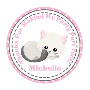 Cat Birthday Party Sticker Labels, Cat Party Stickers, Cat Party ...