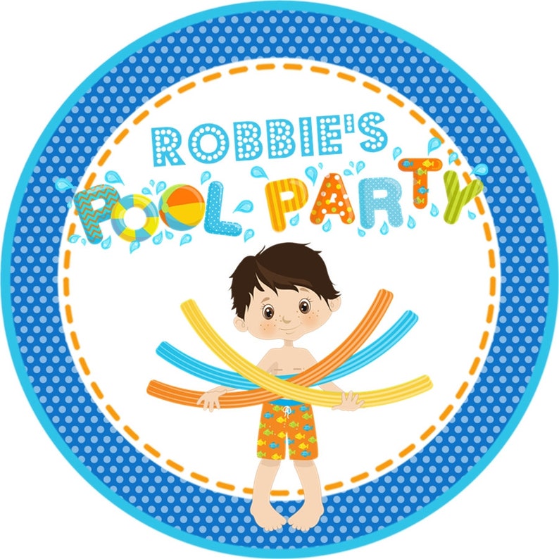 Boys Pool Party Stickers Pool Birthday Party Favor Tags for - Etsy