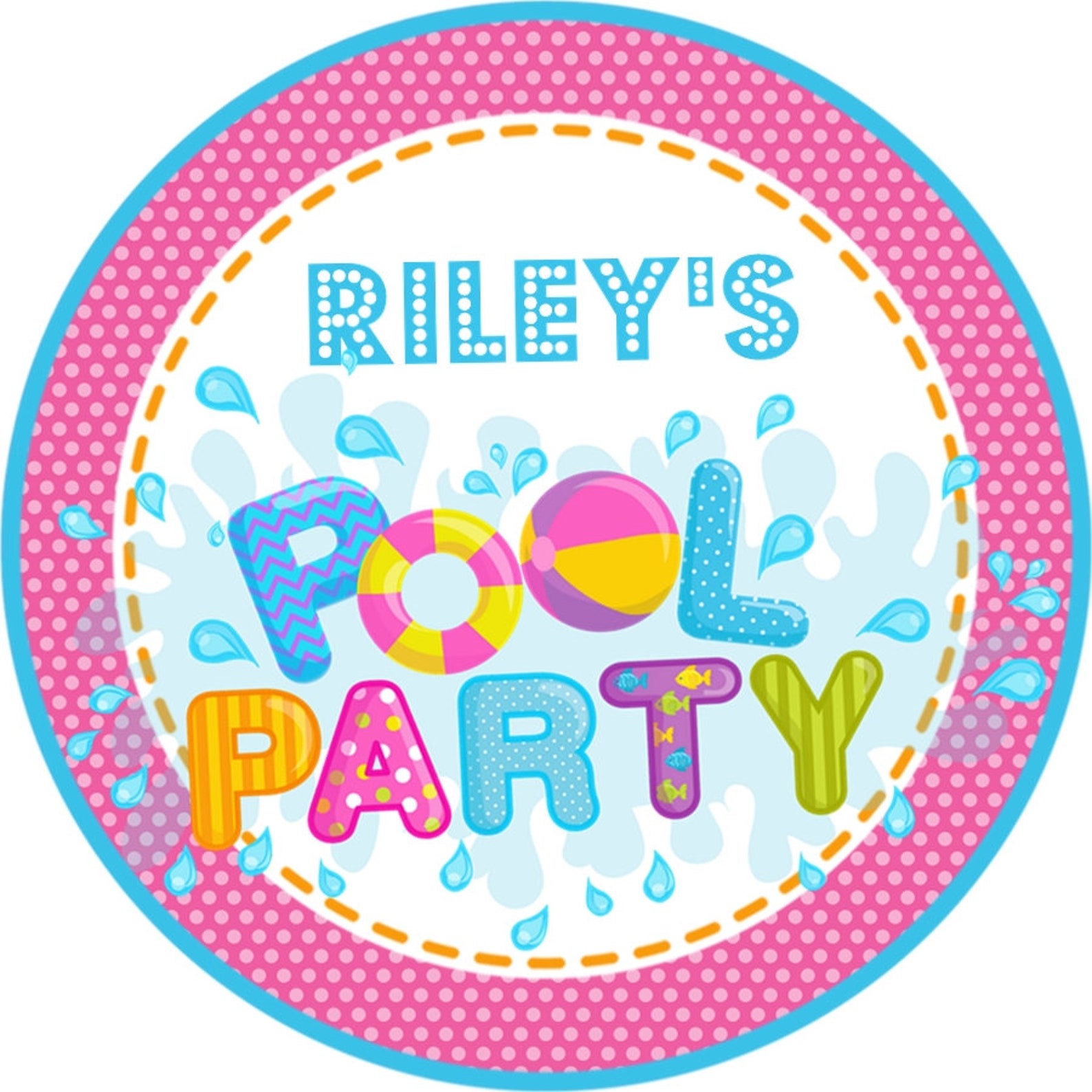 Girls Pool Party Stickers Pool Birthday Party Favor Tags - Etsy