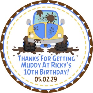 Mudding Pink Birthday Party Stickers Mudding Party Favor - Etsy