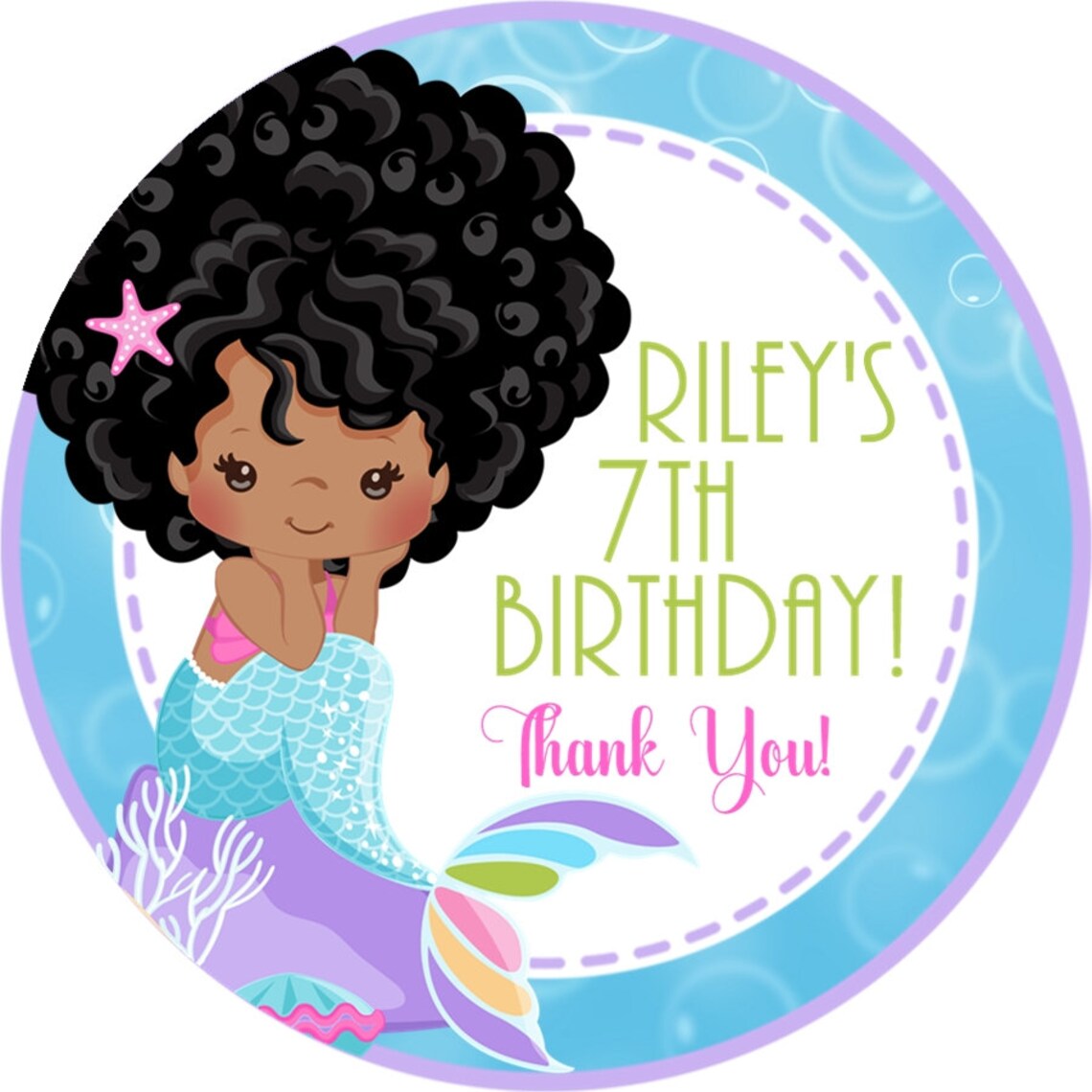 Mermaid Birthday Party Stickers or Favor Tags Mermaid - Etsy