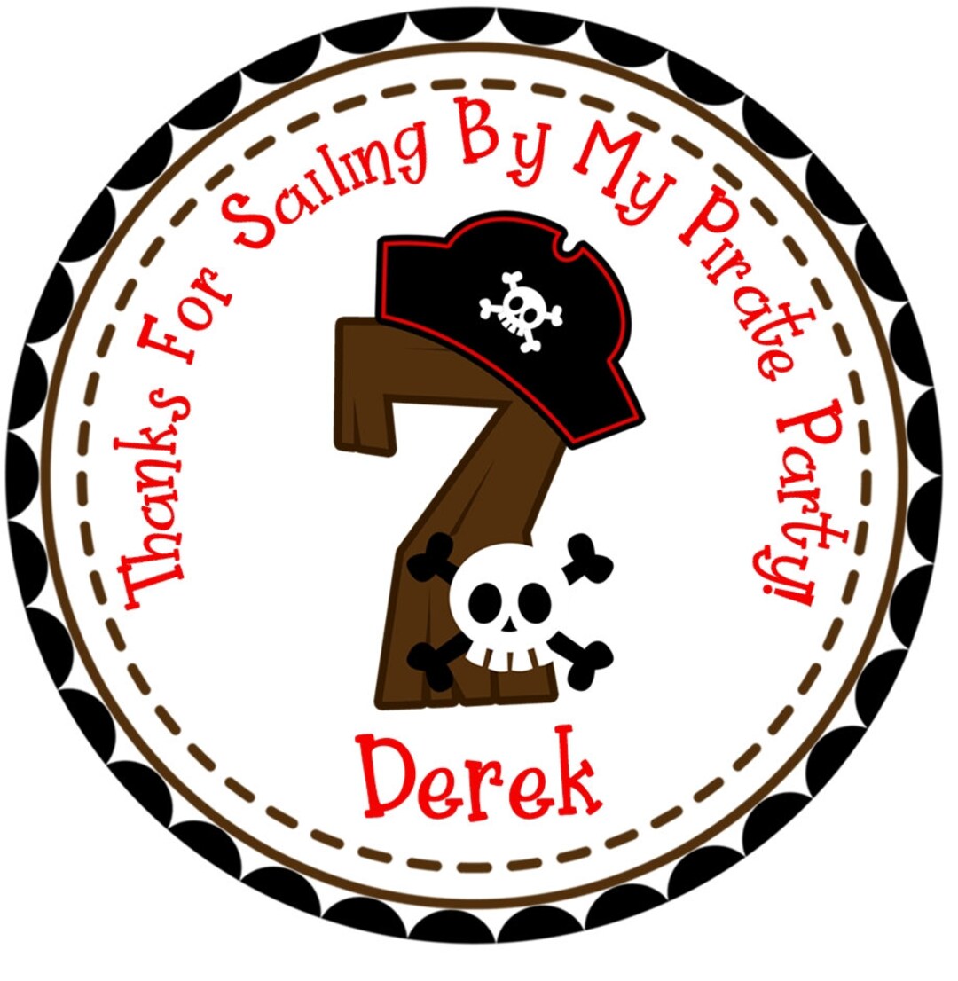 Pirate Birthday Party Sticker Labels, Personalized Stickers for Pirate ...