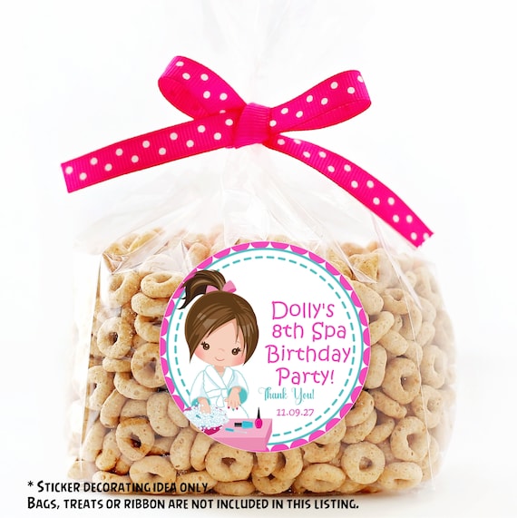 Spa Birthday Party Stickers or Favor Tags Spa Birthday - Etsy