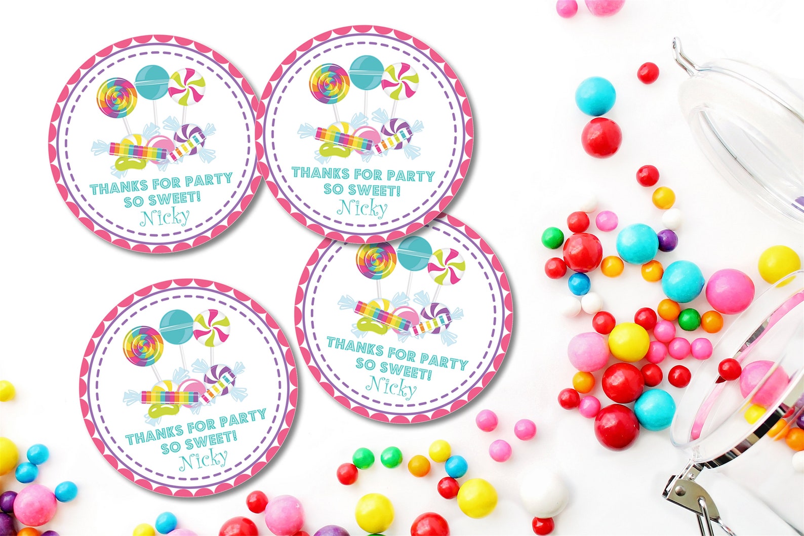 Candy Birthday Party Stickers or Favor Tags Candy Birthday - Etsy