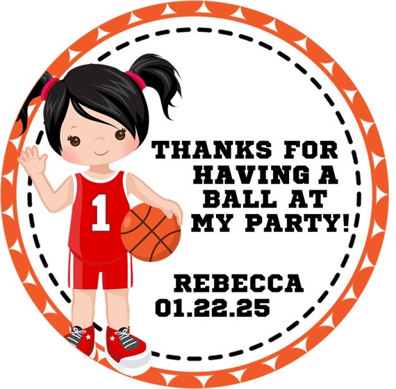 Girls Basketball Birthday Party Stickers Basketball Birthday | Etsy