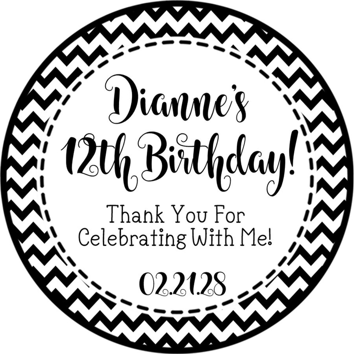 Black and White Birthday Party Stickers or Favor Tags Black & - Etsy