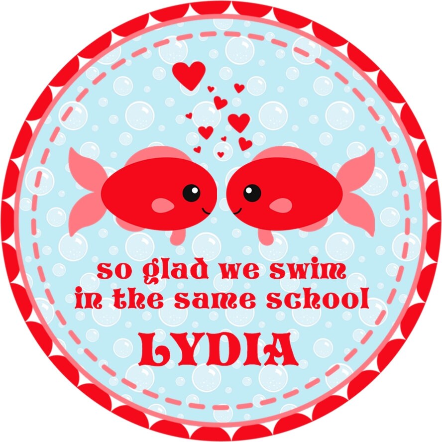 Red Gender Neutral Fish Valentine's Day Stickers Or Favor | Etsy
