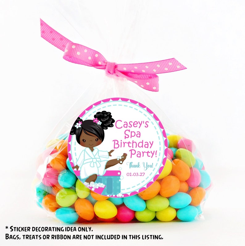 Spa Birthday Party Stickers or Favor Tags Spa Birthday - Etsy