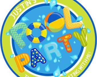 Pool Party Stickers Pool Birthday Party Favor Tags | Etsy
