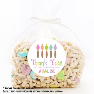 Pastel Art Painting Birthday Party Stickers, Art Party Favor Tags ...