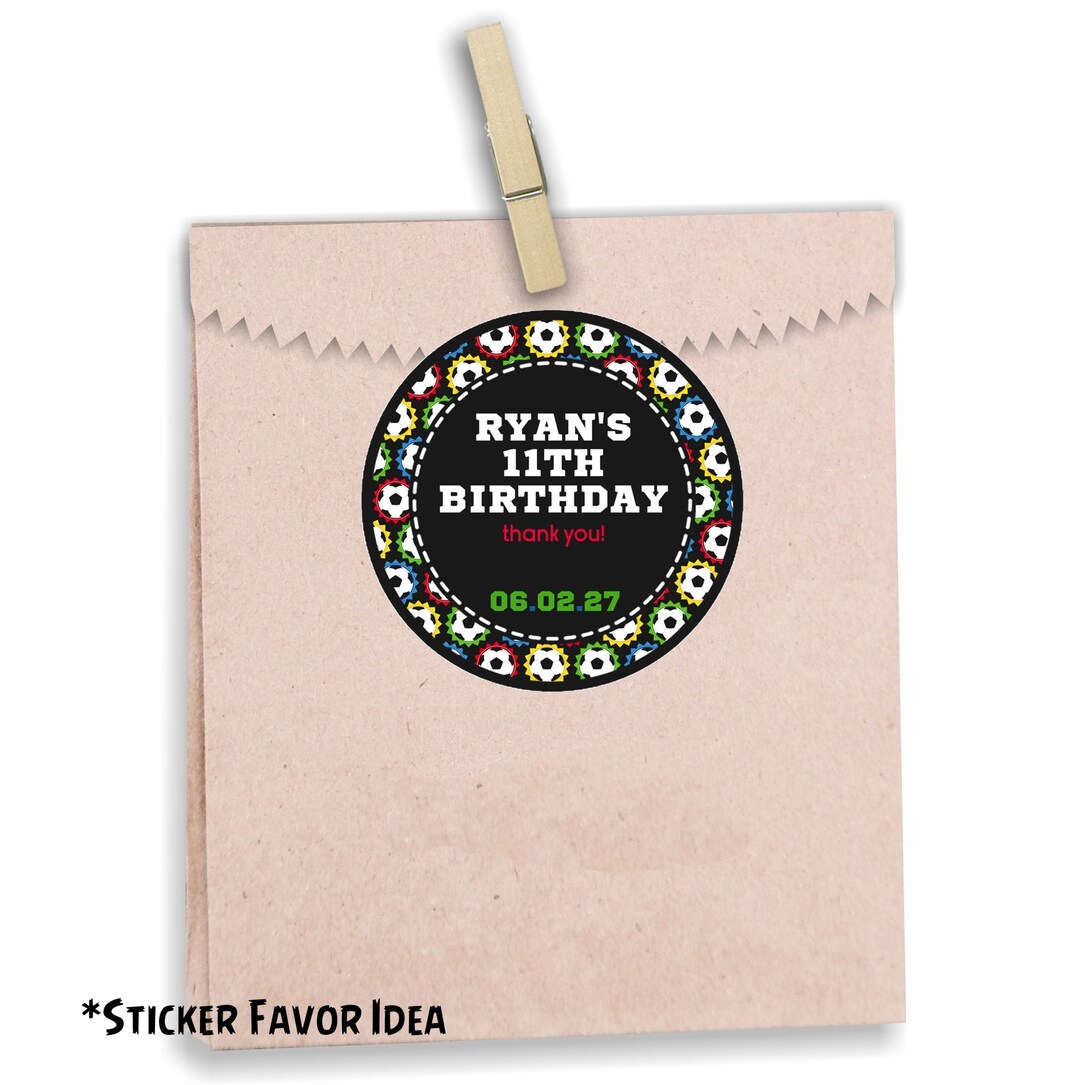 Soccer Birthday Party Stickers or Favor Tags, Soccer Birthday ...