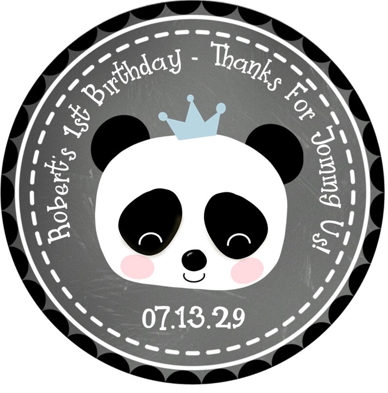 Boys Panda Birthday Party Sticker Labels Personalized Panda | Etsy