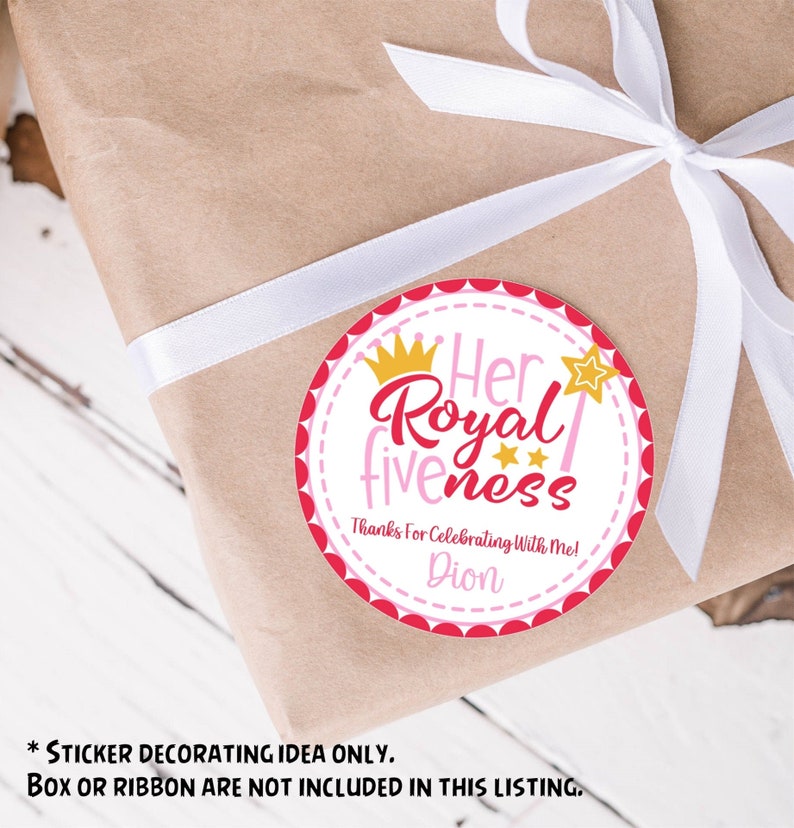 Girls 5th Birthday Party Stickers or Favor Tags, Girls Princess ...