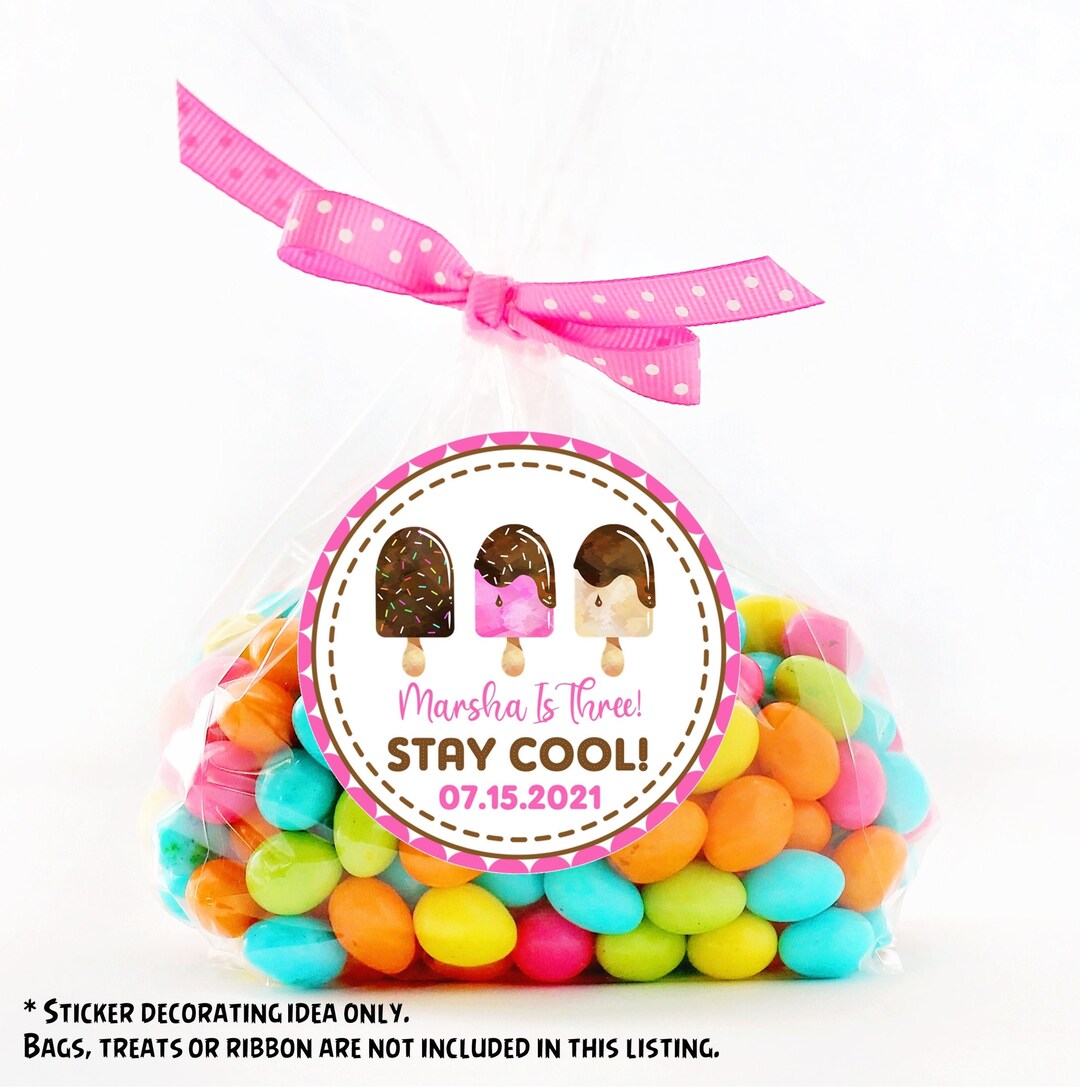 Ice Cream Birthday Party Stickers or Favor Tags, Ice Cream Party Favor ...