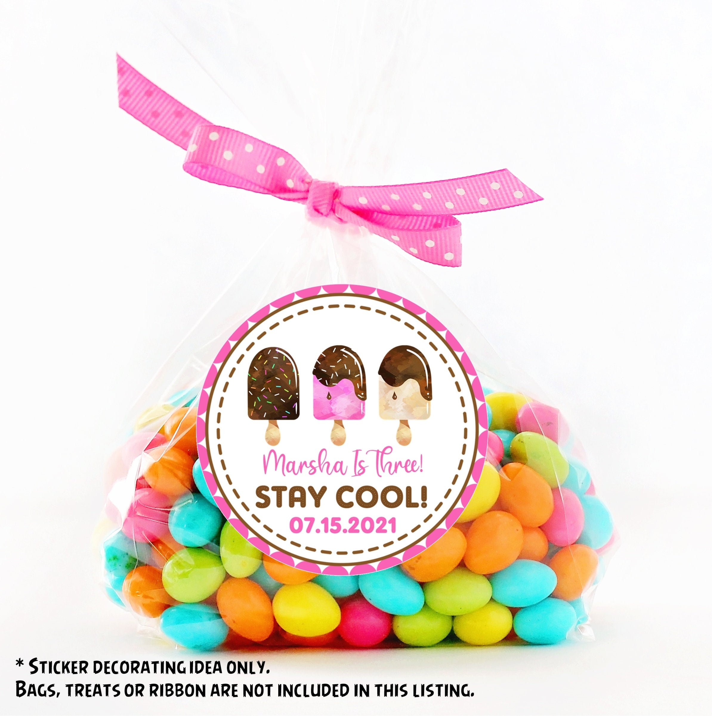 Ice Cream Birthday Party Stickers or Favor Tags, Ice Cream Party Favor ...