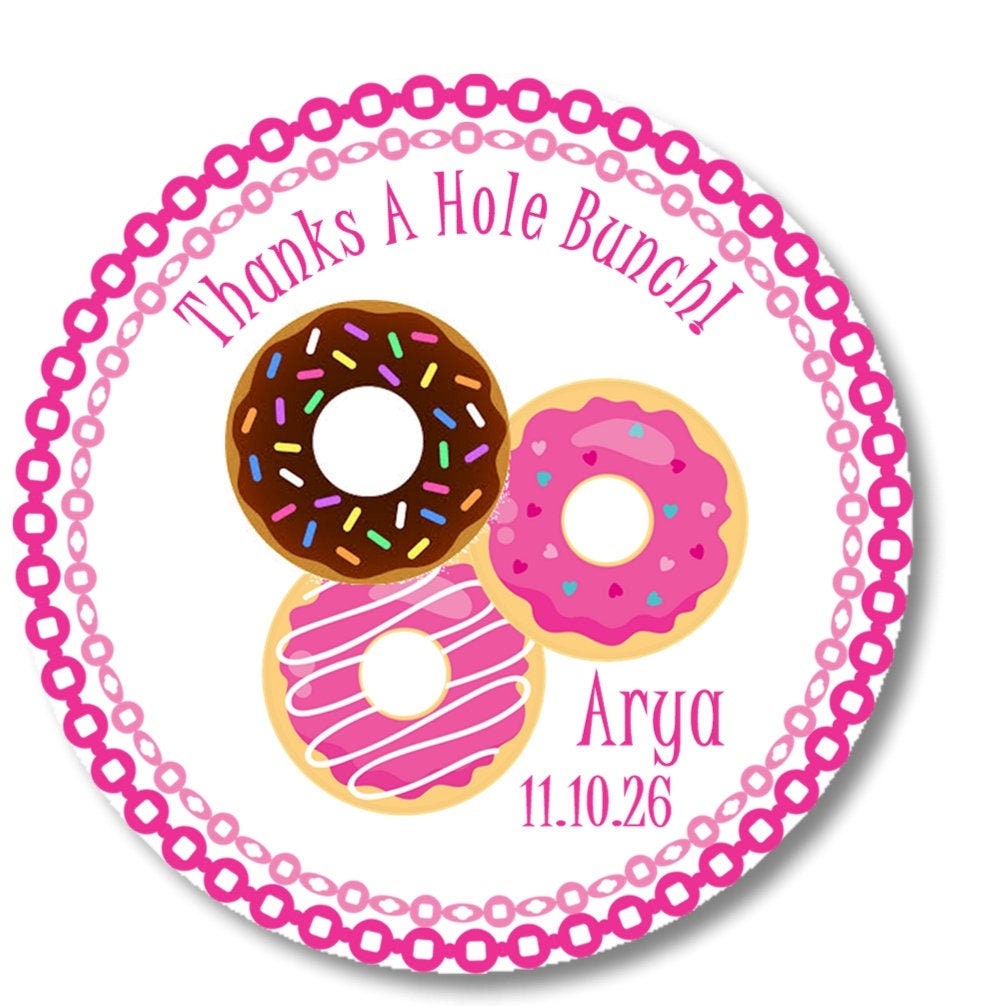 Donut Birthday Favor Sticker Donut Birthday Favor Label for | Etsy