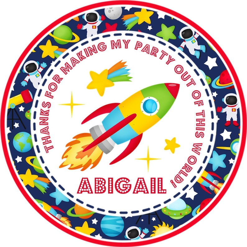 Outer Space Birthday Party Stickers or Favor Tags Space | Etsy