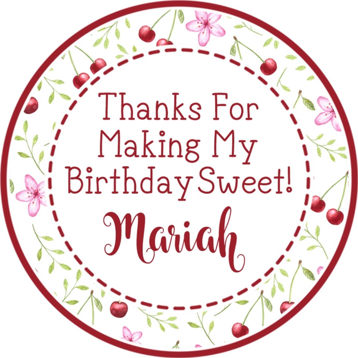 Cherry Birthday Party Stickers or Favor Tags Cherry Birthday - Etsy