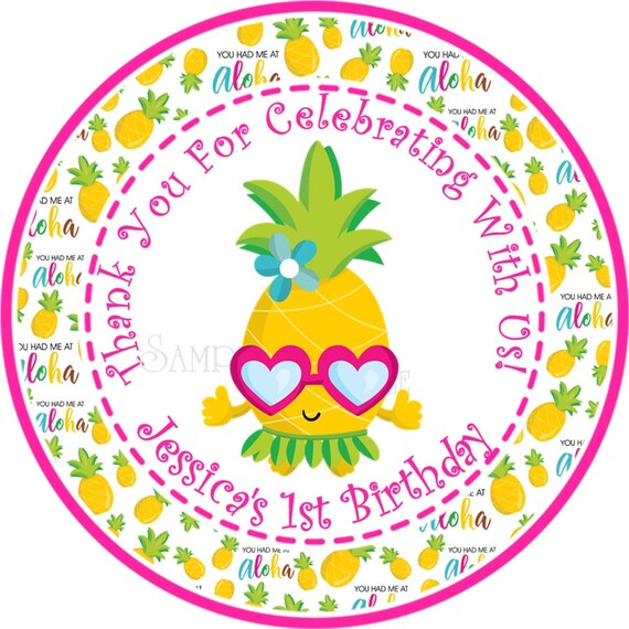 Tropical Pineapple Birthday Party Stickers or Favor Tags | Etsy