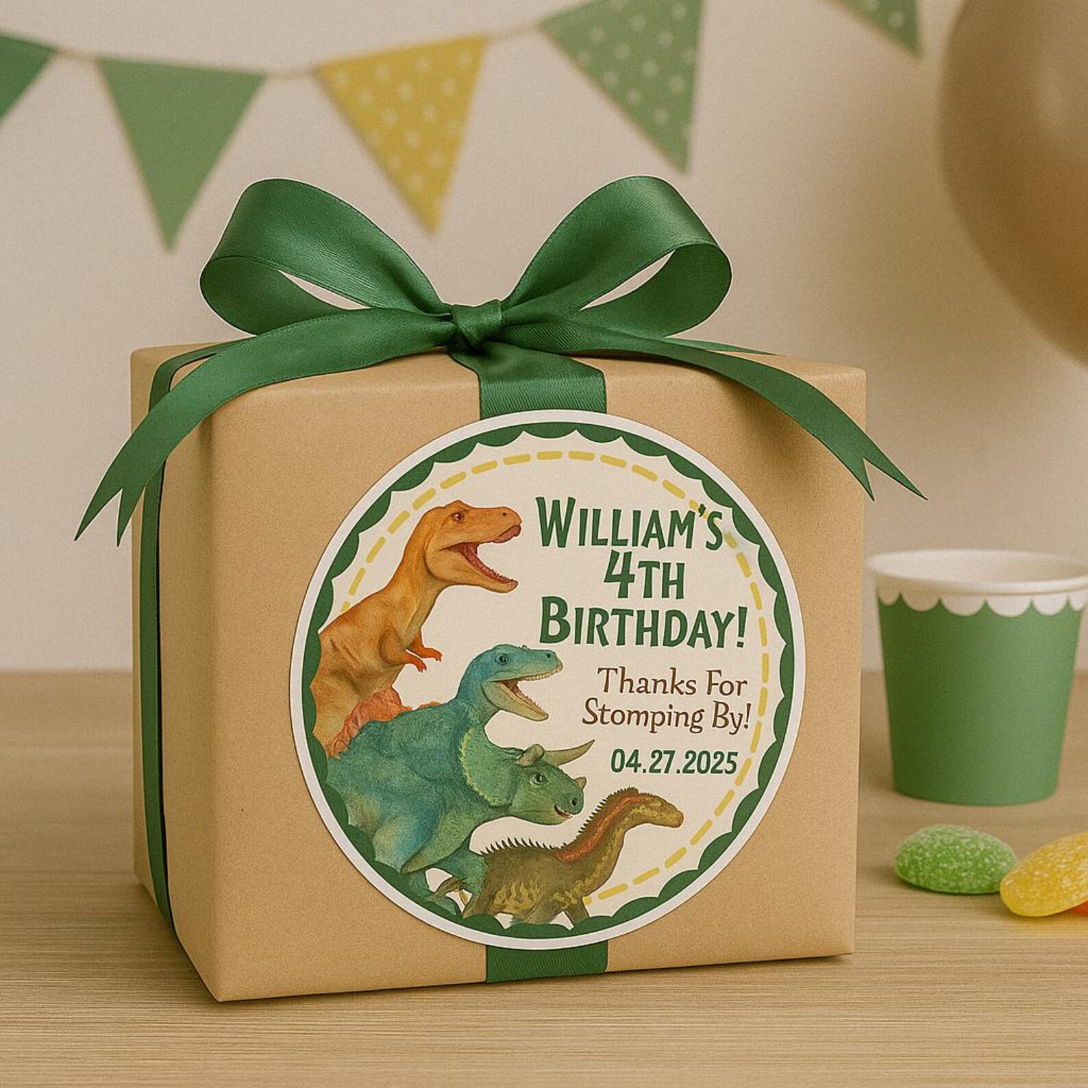 Dinosaur Birthday Party Stickers or Favor Tags, Dinosaur Party Favor ...