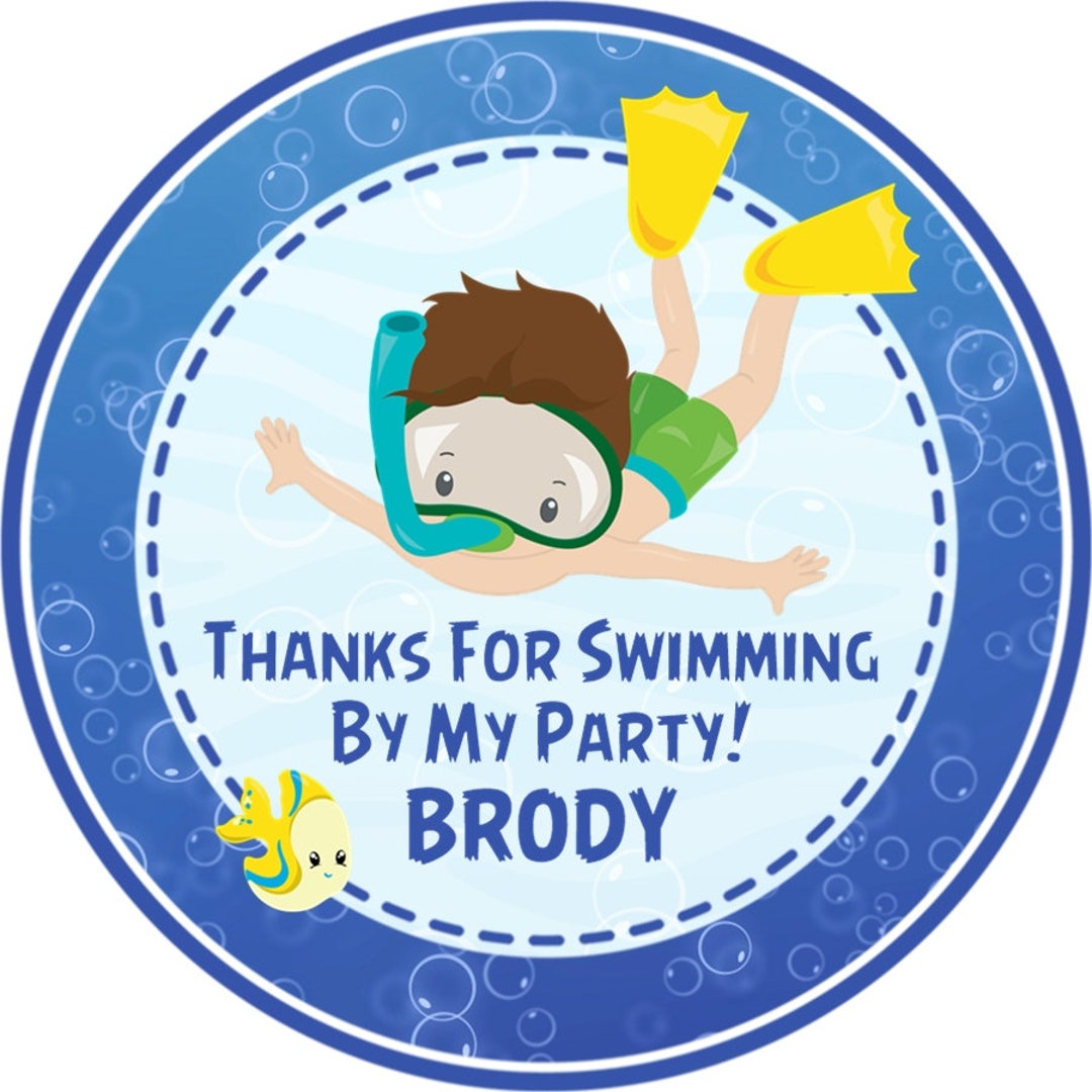 Boys Snorkeling Under the Sea Birthday Party Stickers or Favor Tags ...