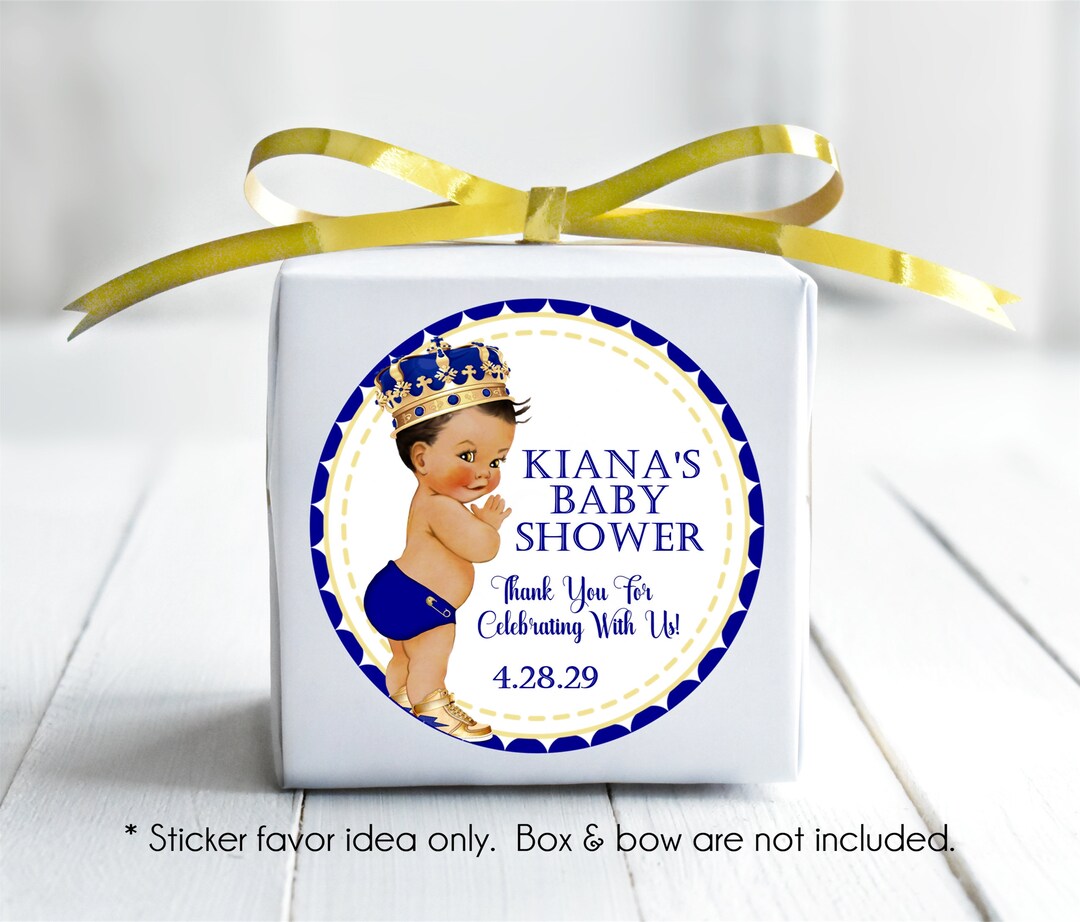 Blue & Gold Prince Baby Shower Stickers, Prince Baby Shower Favor Tags ...