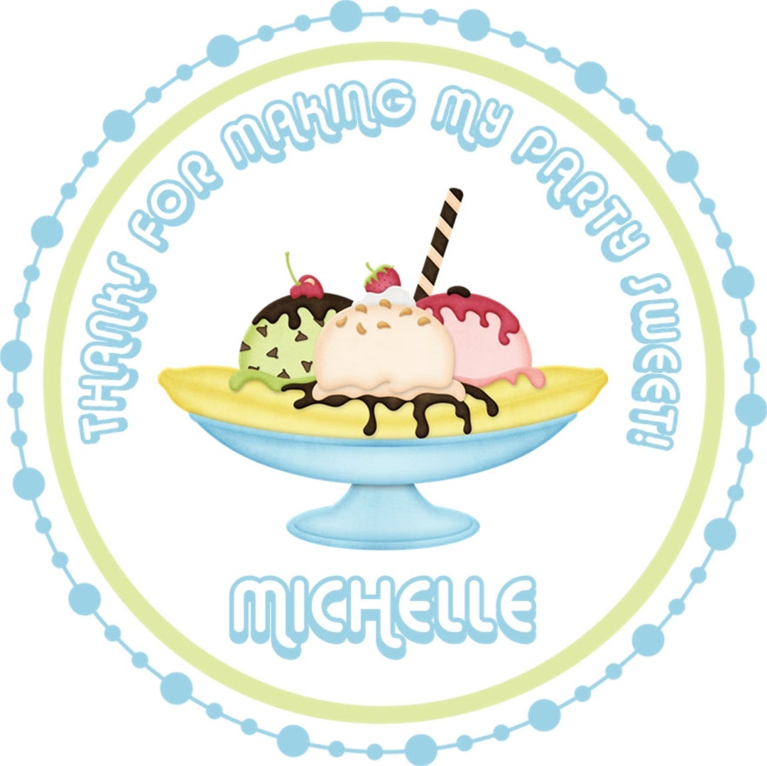 Ice Cream Birthday Party Sticker Labels, Ice Cream Party Stickers, Ice ...
