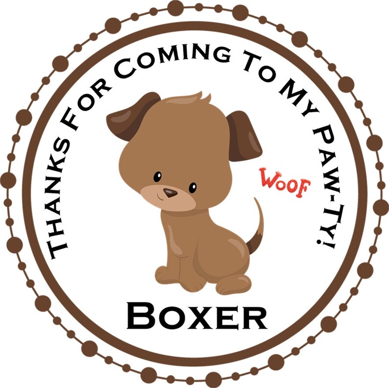 Brown Puppy Dog Birthday Party Sticker Labels Puppy Dog Party - Etsy