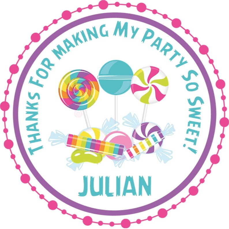 Candy Birthday Party Sticker Labels, Candy Party Stickers, Candy Party ...