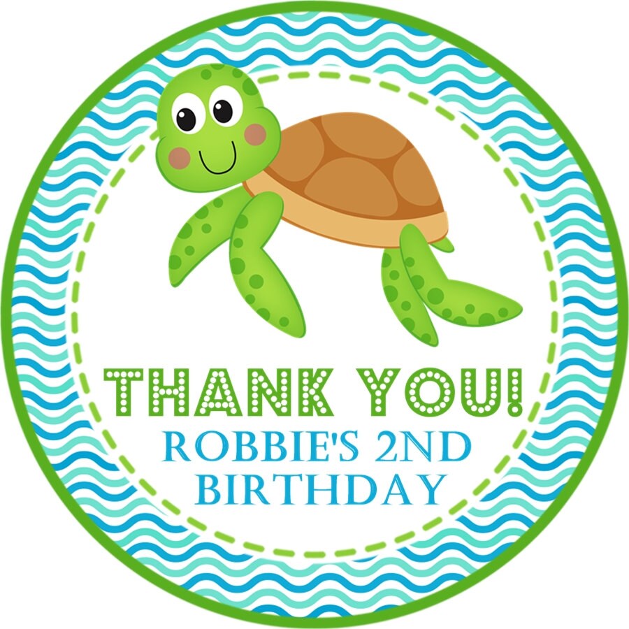 Sea Turtle Under the Sea Birthday Party Stickers or Favor | Etsy