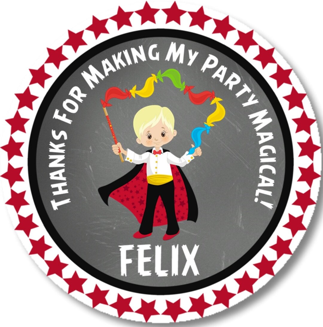 Boys Magic Birthday Party Favor Sticker, Magic Party for Boys - Etsy