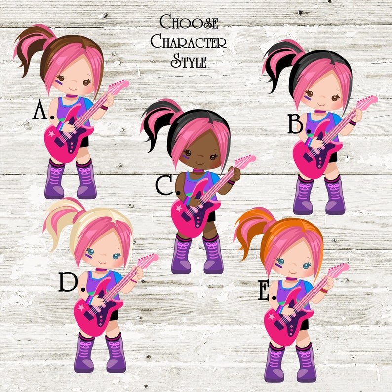 Girls Rock and Roll Birthday Party Stickers, Girls Rock and Roll ...