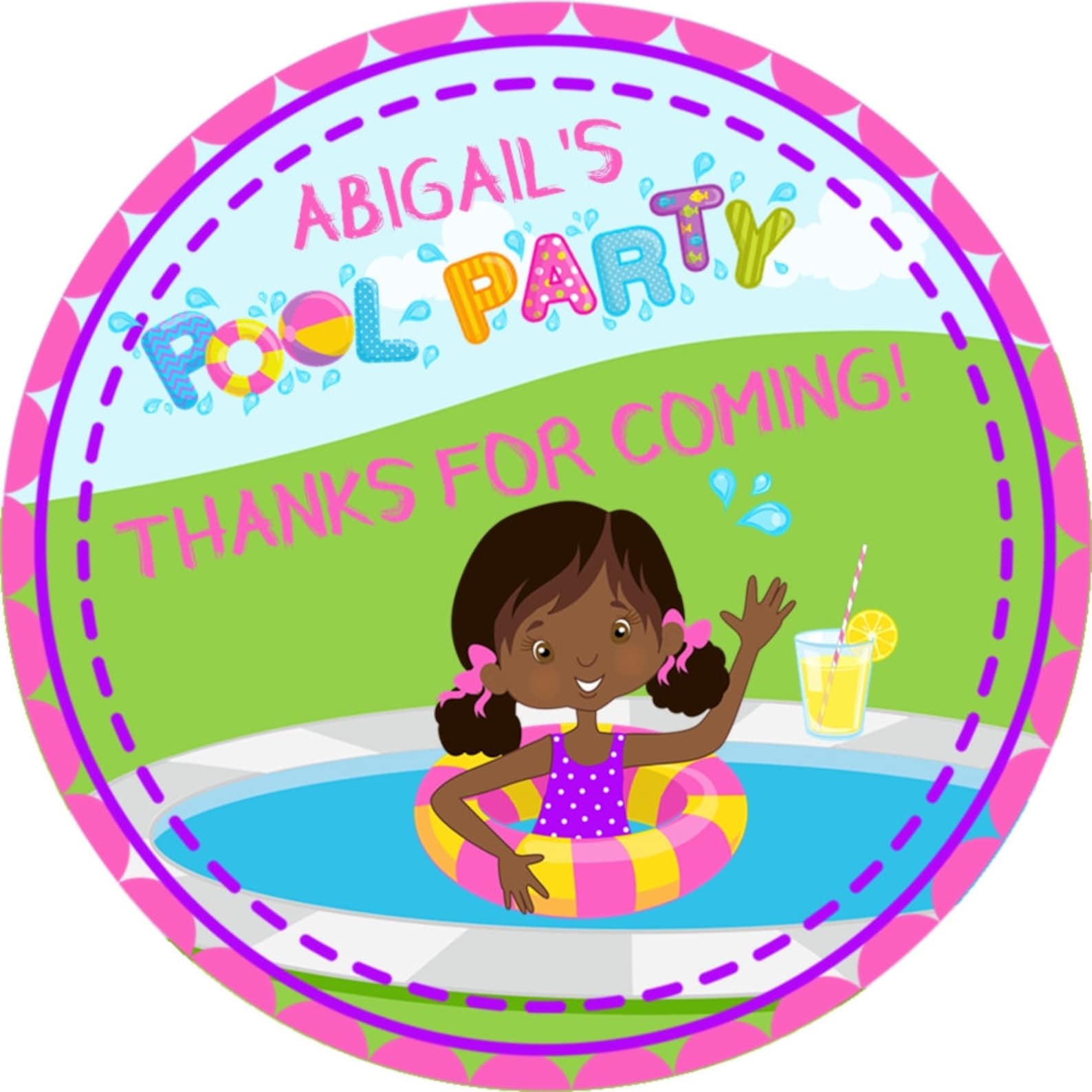 Girls Pool Party Stickers Pool Birthday Party Favor Tags For - Etsy France
