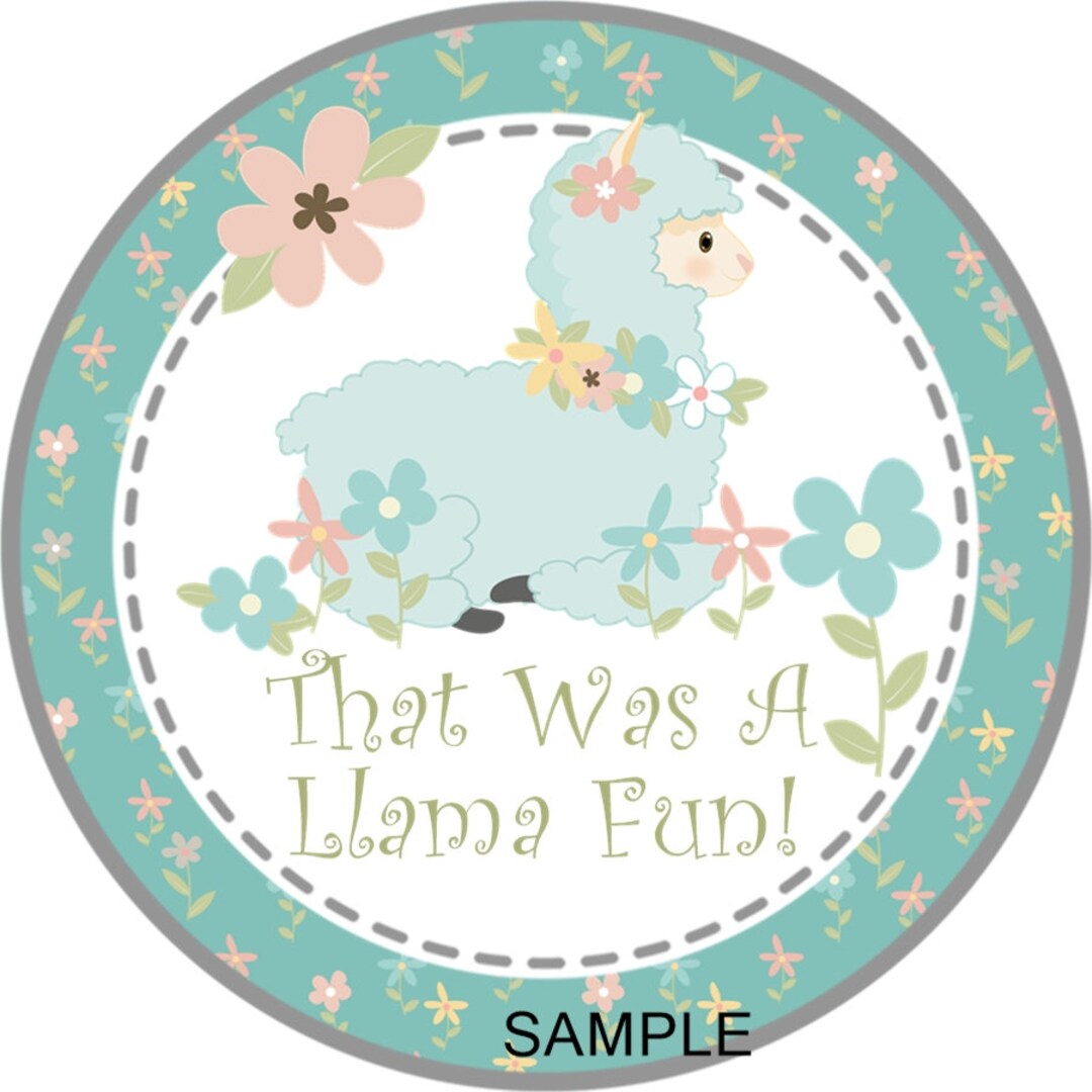 Blue Llama Birthday Party Labels, Blue Llama Party Favors, Blue Llama ...