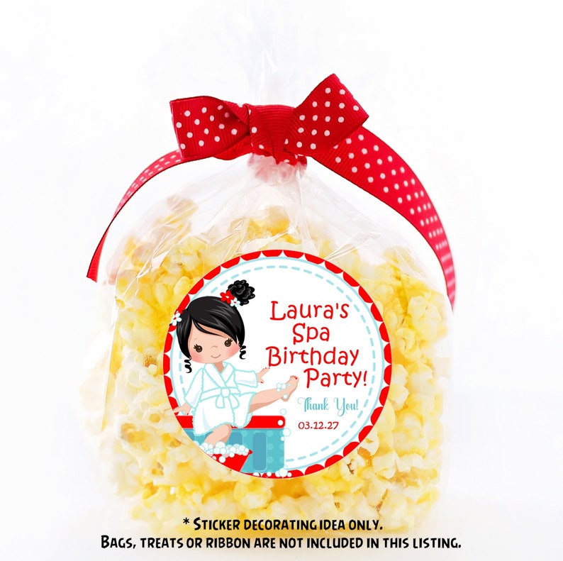 Spa Birthday Party Stickers or Favor Tags Spa Birthday - Etsy