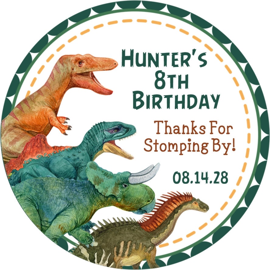 Dinosaur Birthday Party Stickers or Favor Tags Dinosaur Party - Etsy