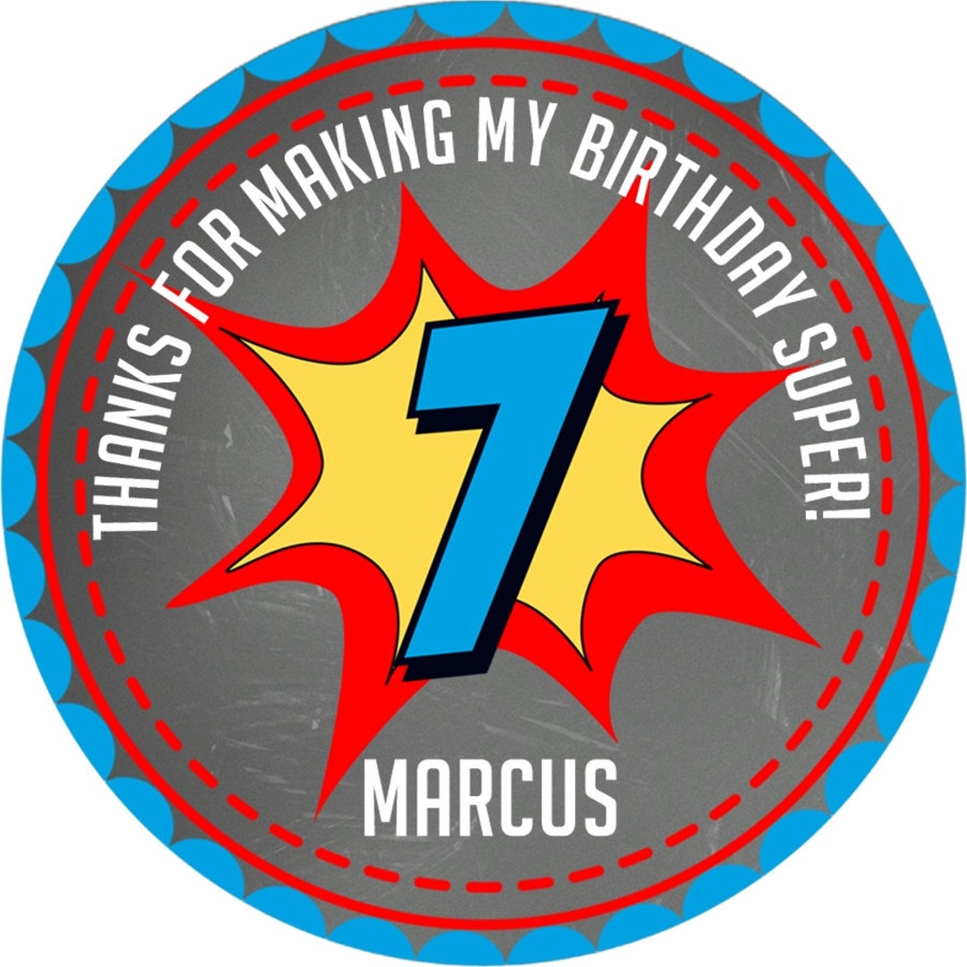 Superhero Birthday Party Sticker Labels, Superhero Party Stickers ...